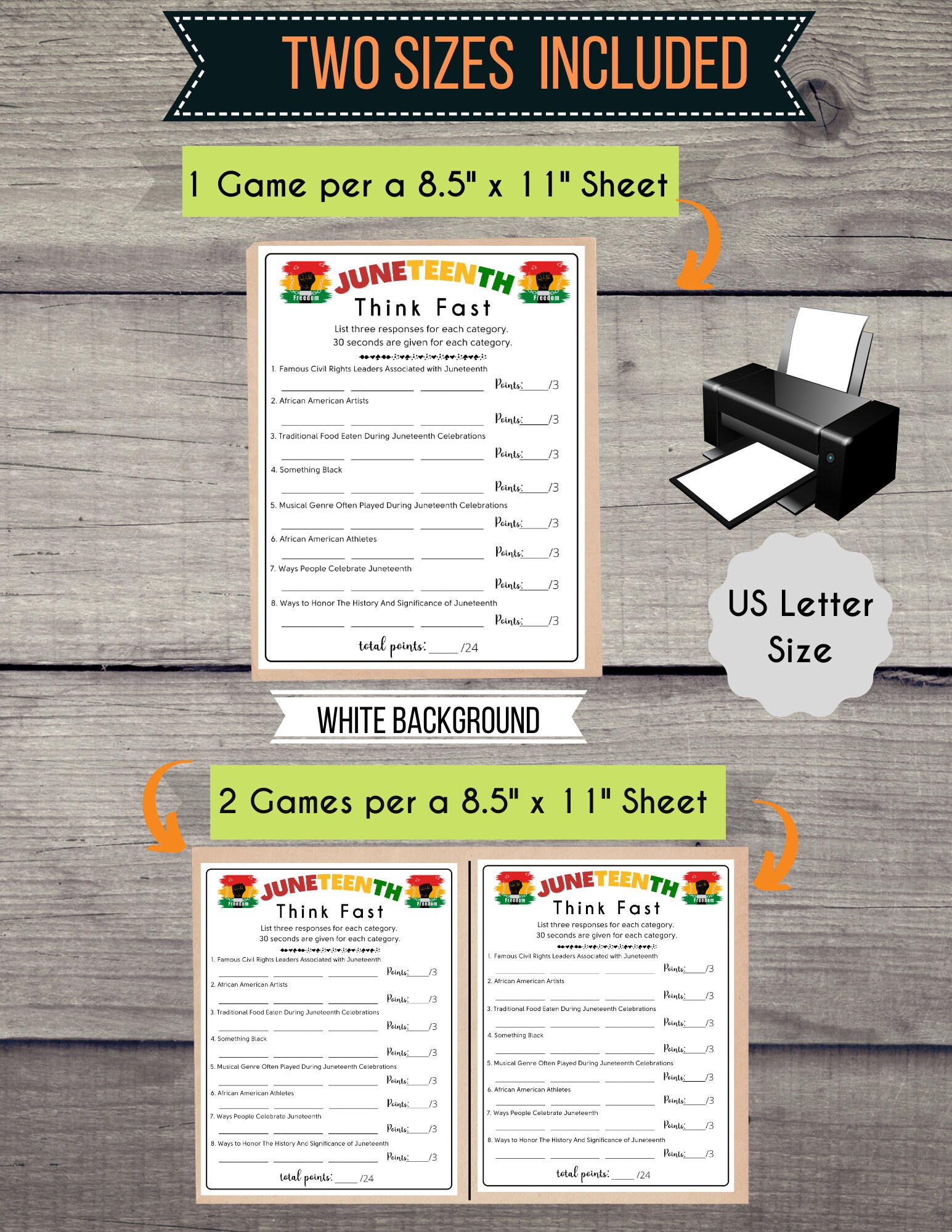 Juneteenth Think Fast Game, Fun Educational Game Kids, Black History ...