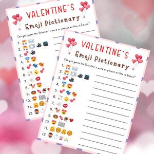 Valentine's Day Emoji Pictionary Game Valentine's Quiz Fun Valentines ...