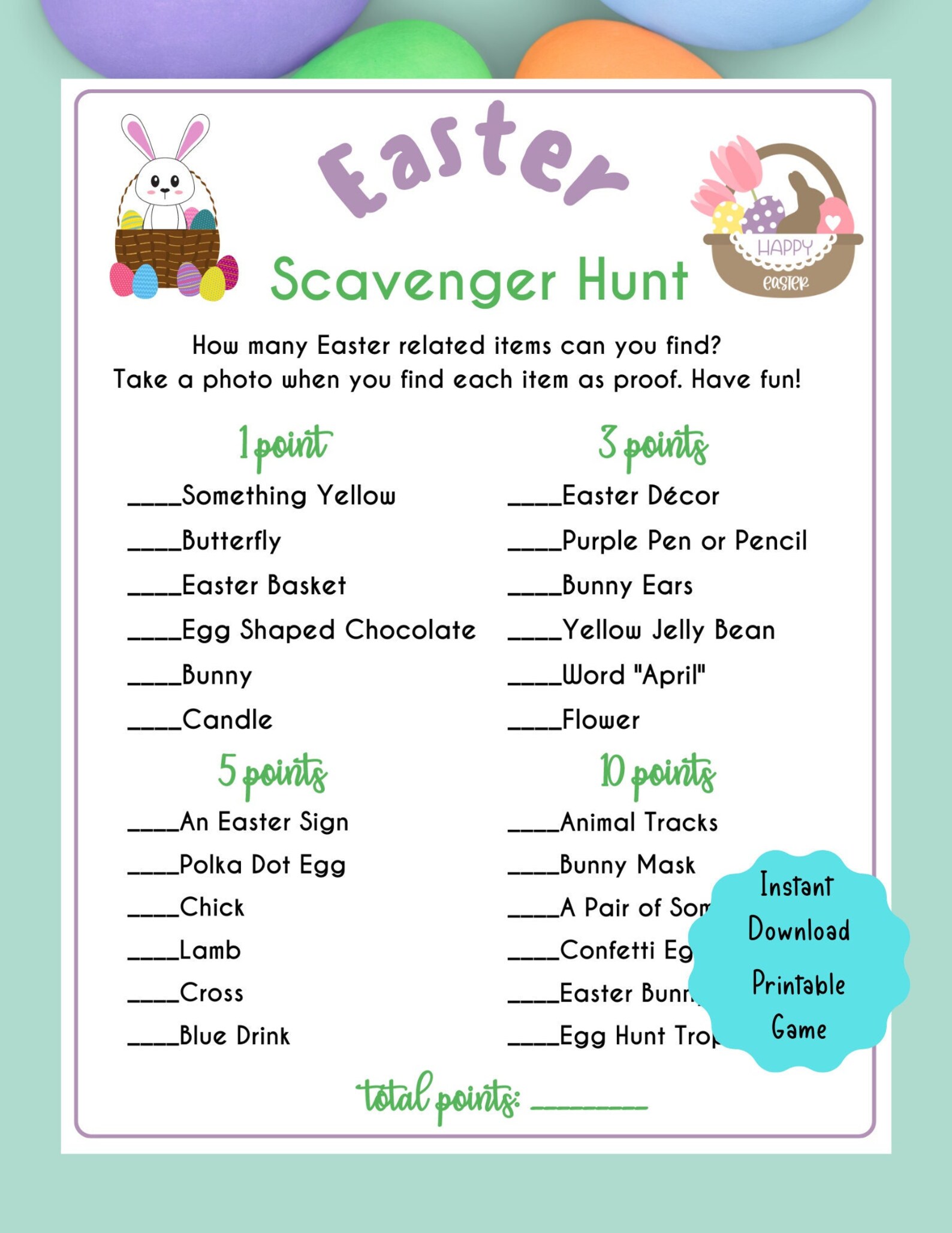 Easter Scavenger Hunt Game Easter Printable Game for Kids & Adults ...