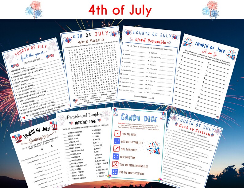 14 in 1 Fourth of July Games Bundle Independence Day Games - Etsy