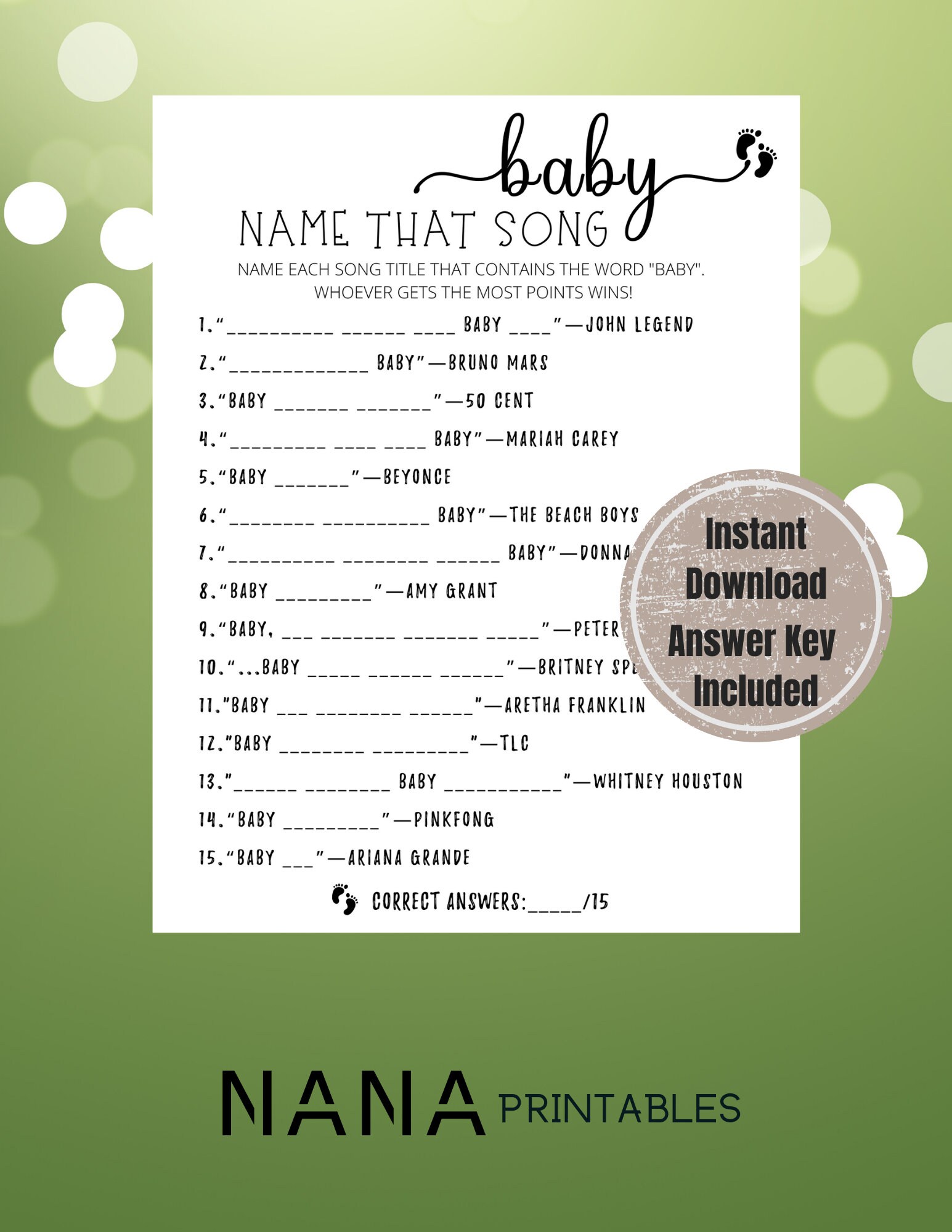 Baby Name That Song Game, Baby Shower Activity, Party Game, Baby Shower ...