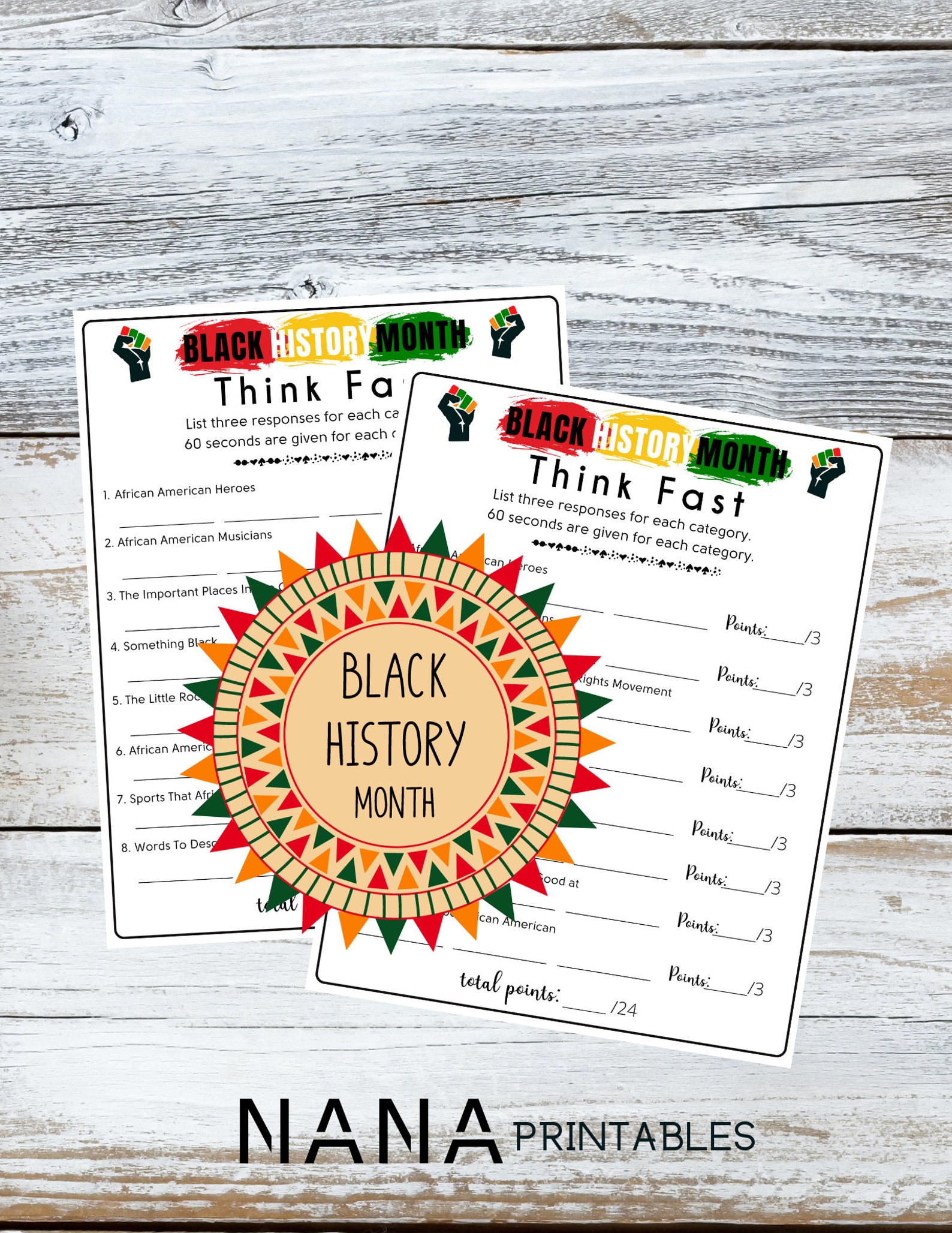 Black History Month Think Fast Game, Fun Educational Game, Black ...