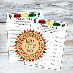 Black History Month Think Fast Game, Fun Educational Game, Black ...