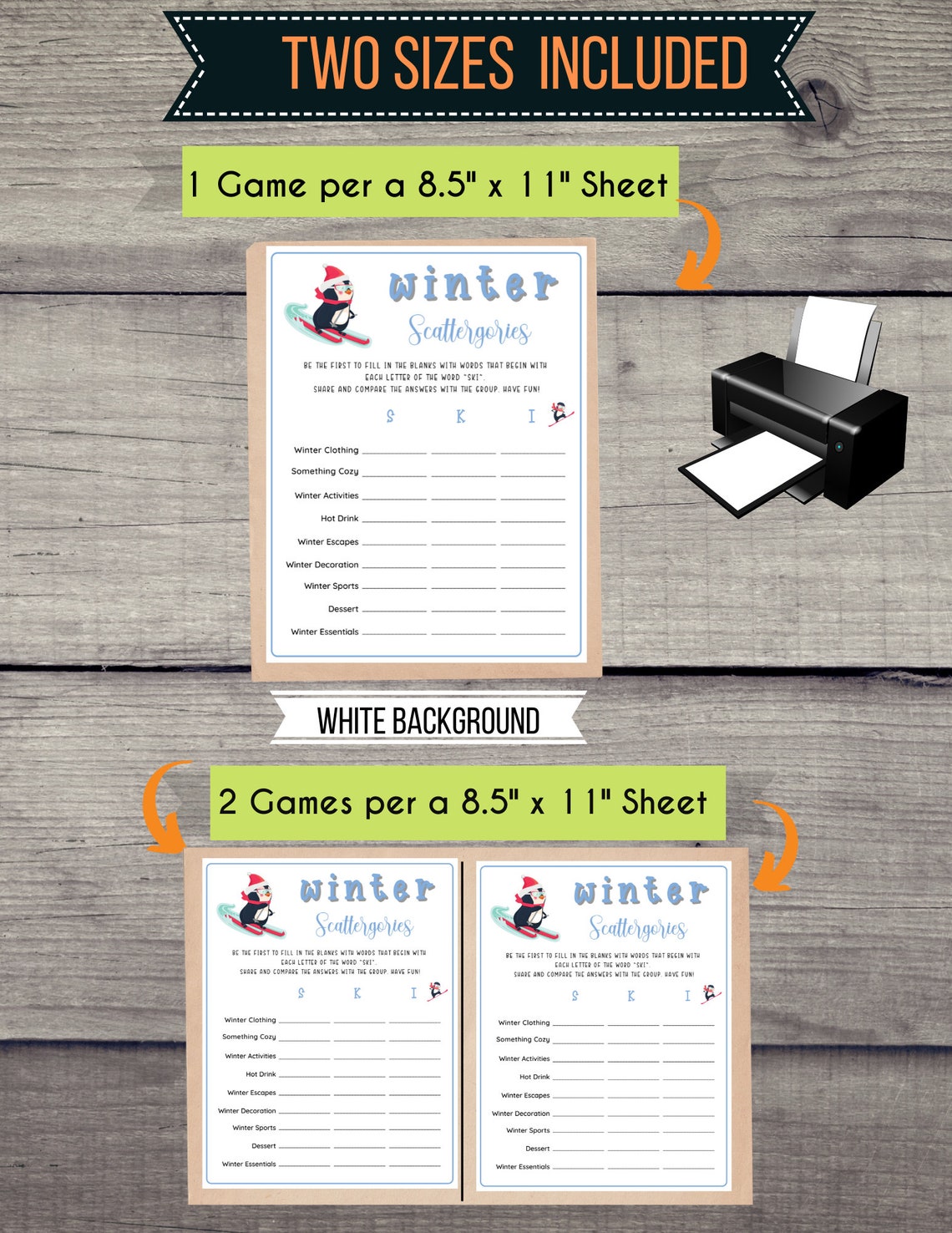 Winter Scattergories Printable Game Fun Holiday Party Game, Winter ...