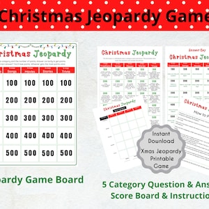 Christmas Jeopady Game Printable Fun Xmas Games All Ages Holiday Party ...