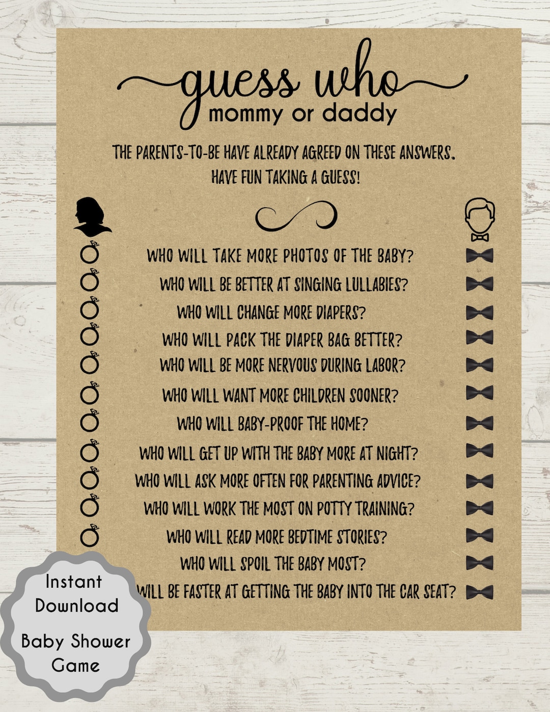 Buy Guess Who Mommy or Daddy Baby Shower Game (printable Download ...