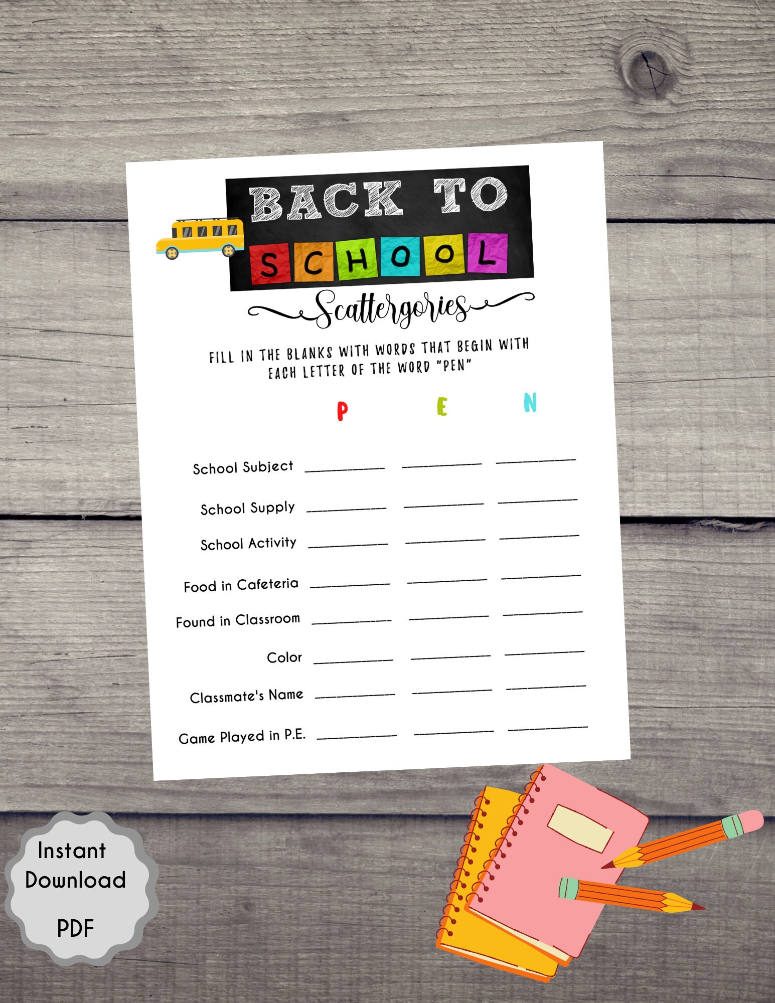 Back to School 6 Game Bundle Classroom Game for Kids - Etsy