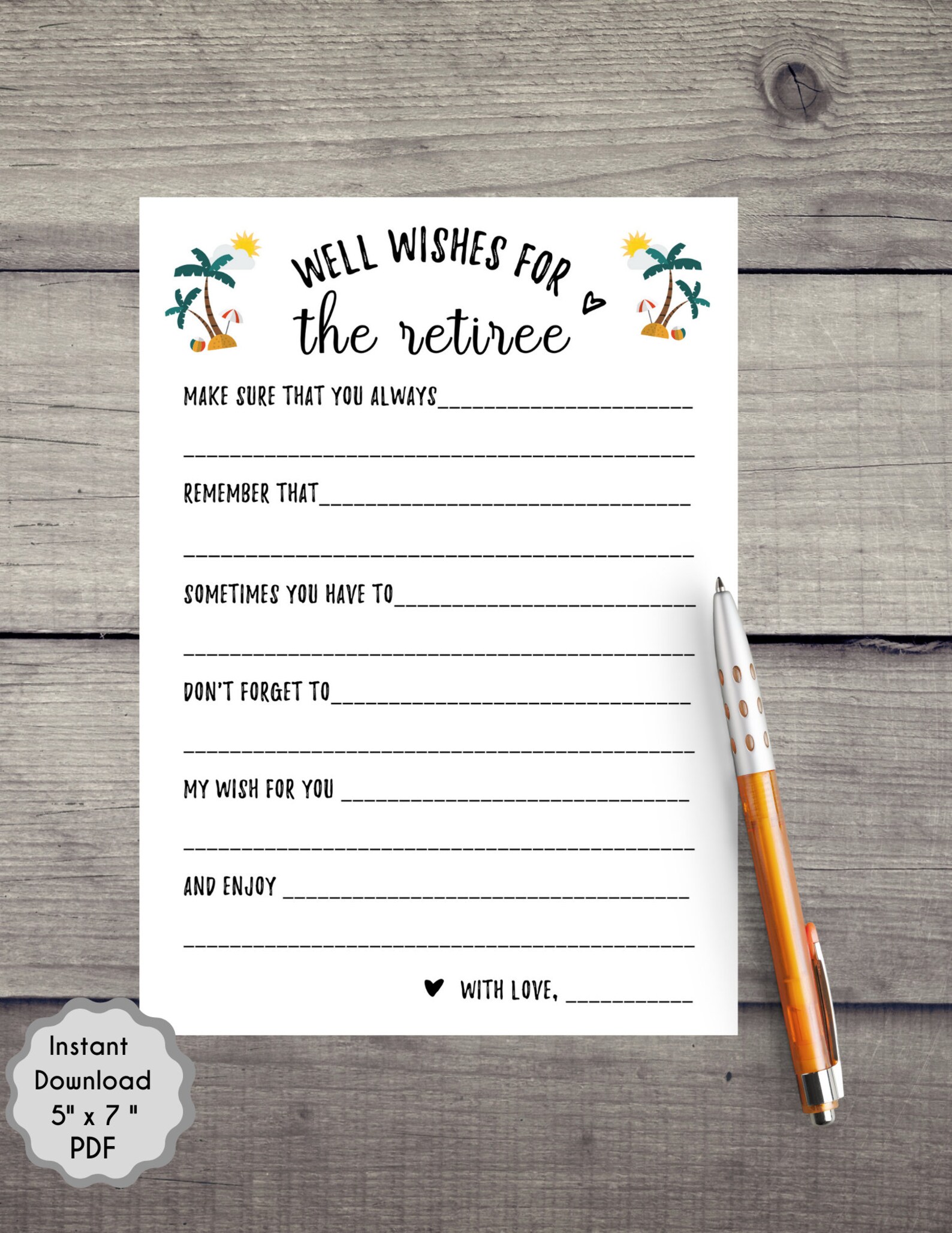 Retirement Party Game | Well Wishes for the Retiree | Fun Retirement ...