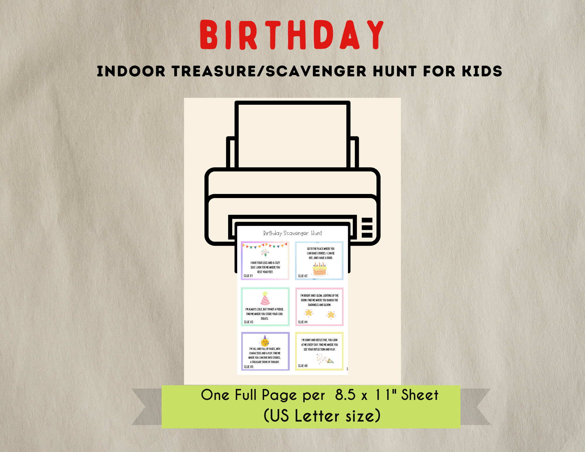 Indoor Summer Fun Scavenger Treasure Hunt for Kids, Indoor Scavenger ...