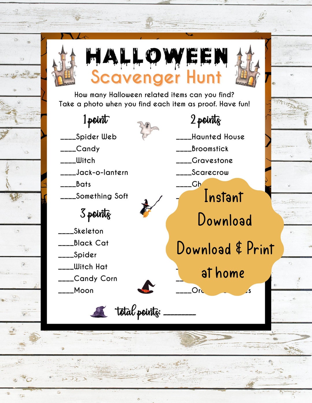 Halloween Scavenger Hunt Printable Game Halloween Activity Spooky ...