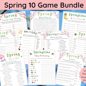 10 Spring Printable Game Bundle | Fun Spring Party Games | Springtime ...