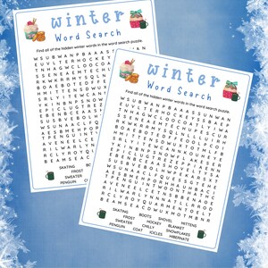Winter Word Search Printable: Holiday Party Game (PDF) - Etsy