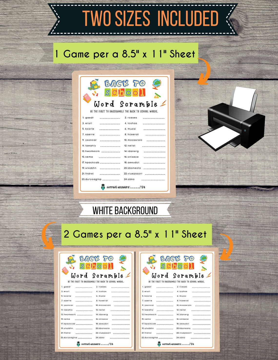 Printable Back to School Word Scramble Game Popular Classroom Activity ...