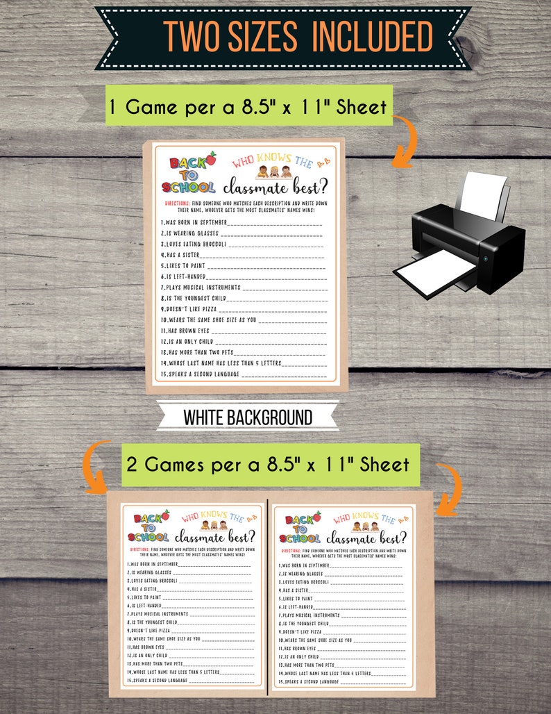 Printable Back to School Who Knows the Classmate Best Game Classroom ...