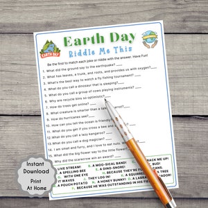 Earth Day Riddle Me This Game | Fun Earth Day Printable Game for Kids ...
