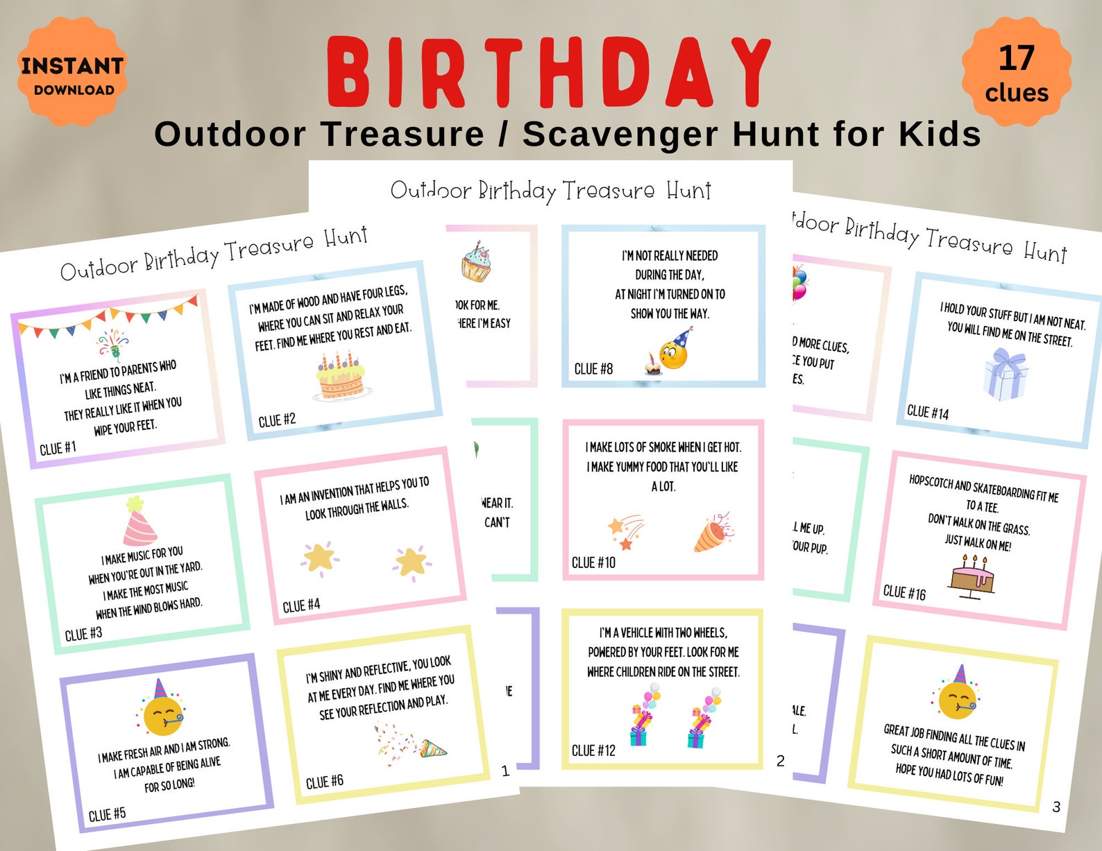Outdoor Birthday Treasure Scavenger Hunt for Kids, Indoor Treasure Hunt ...