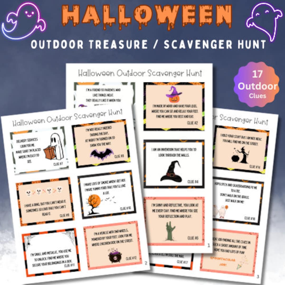 Halloween Outdoor Scavenger Hunt Printable Halloween Game Outdoor ...