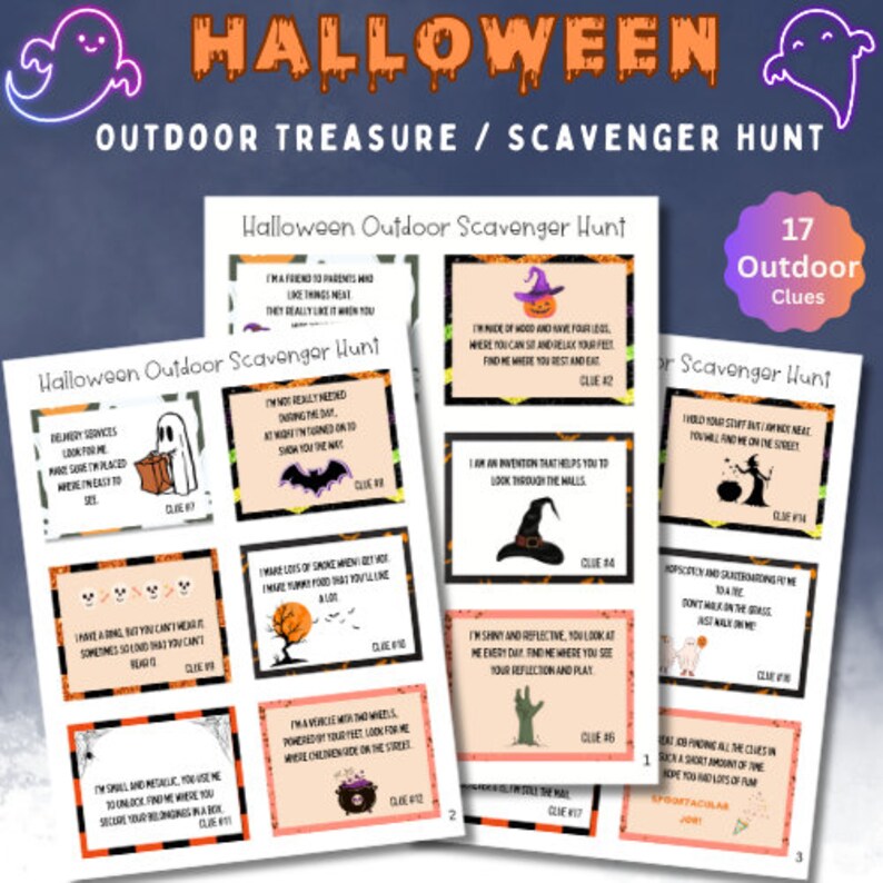 Halloween Outdoor Scavenger Hunt Printable Halloween Game Outdoor ...