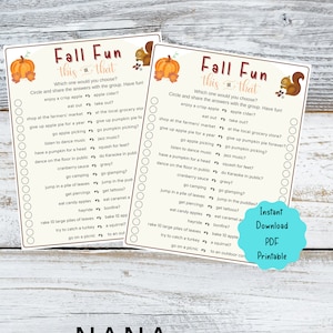 Fall This or That Game: Fun Autumn Activity (PDF) - Etsy