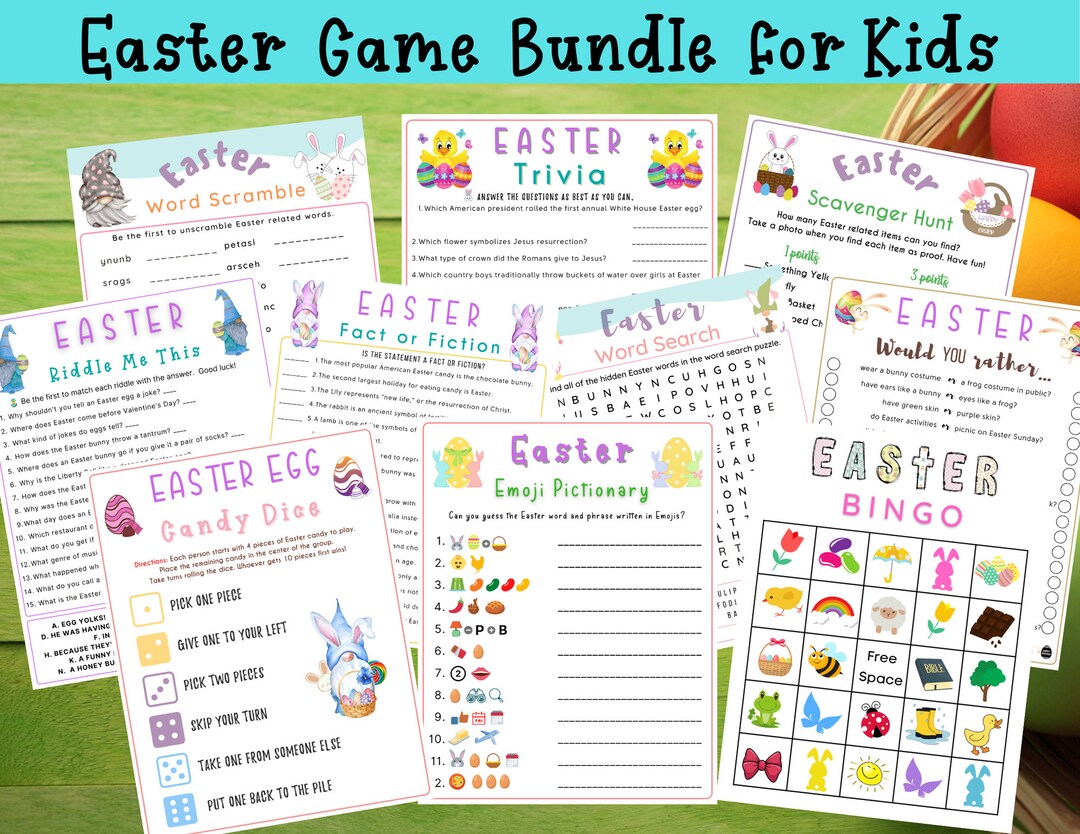 Easter Game Bundle for Kids: Trivia, Bingo, Word Scramble (PDF) - Etsy