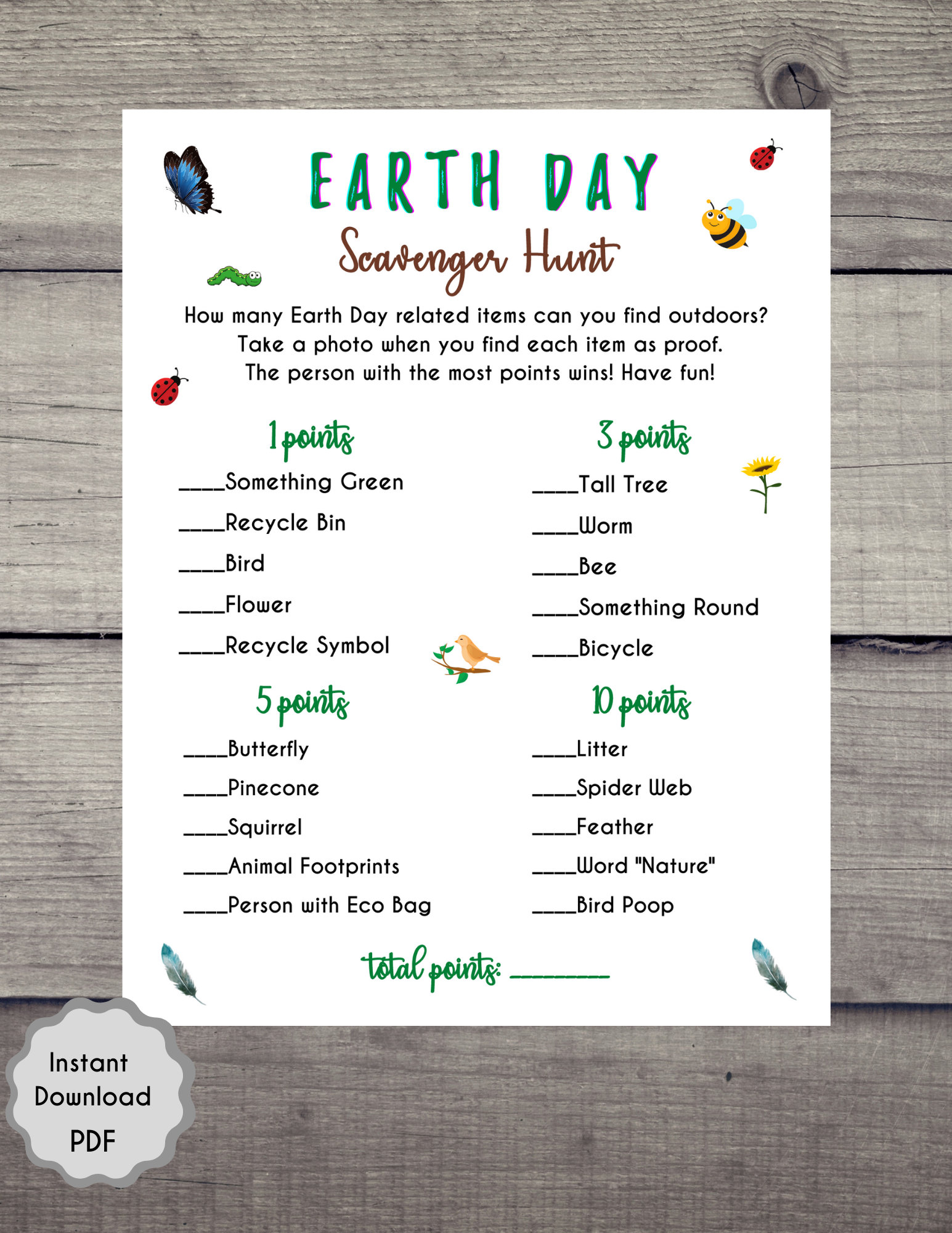 Earth Day Scavenger Hunt Game Earth Day Game for Kids & Adults Fun Game ...