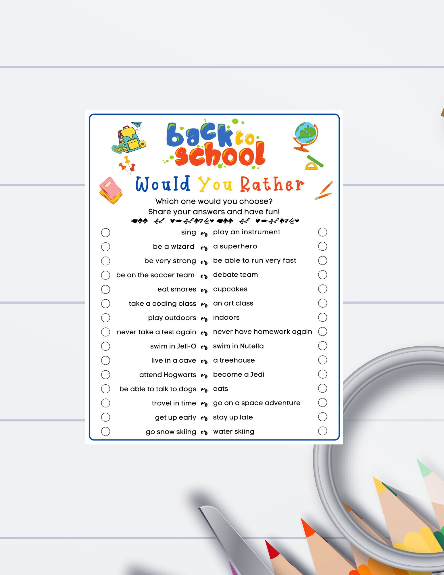 Back to School Would You Rather Game Fun Classroom Activity - Etsy