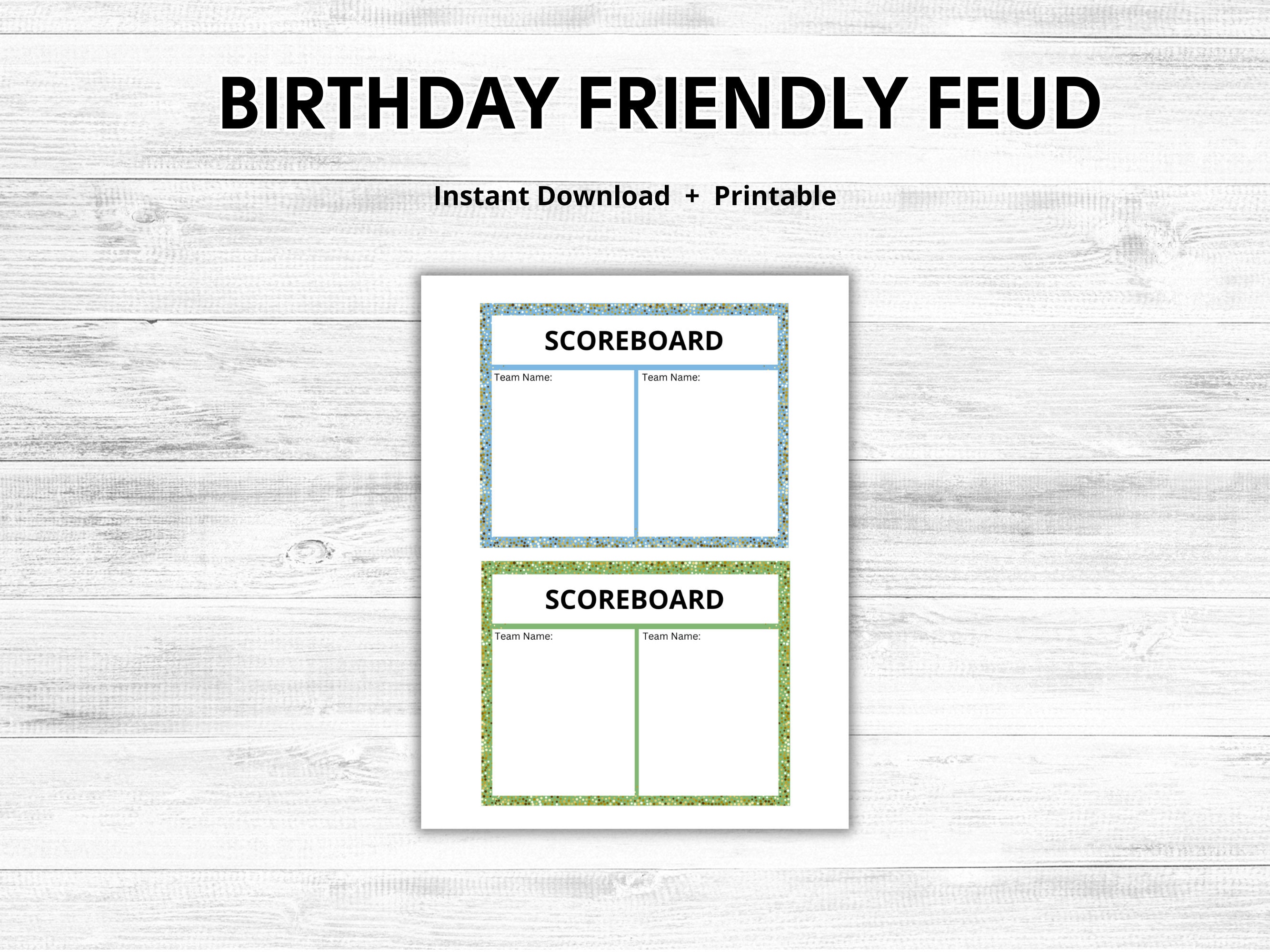 Birthday Friendly Feud Game: Printable Party Trivia (digital Download ...