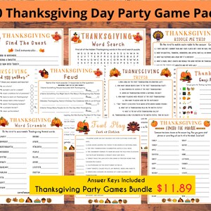 5 Thanksgiving Game Bundle Vol.1, Thanksgiving Printable Games ...
