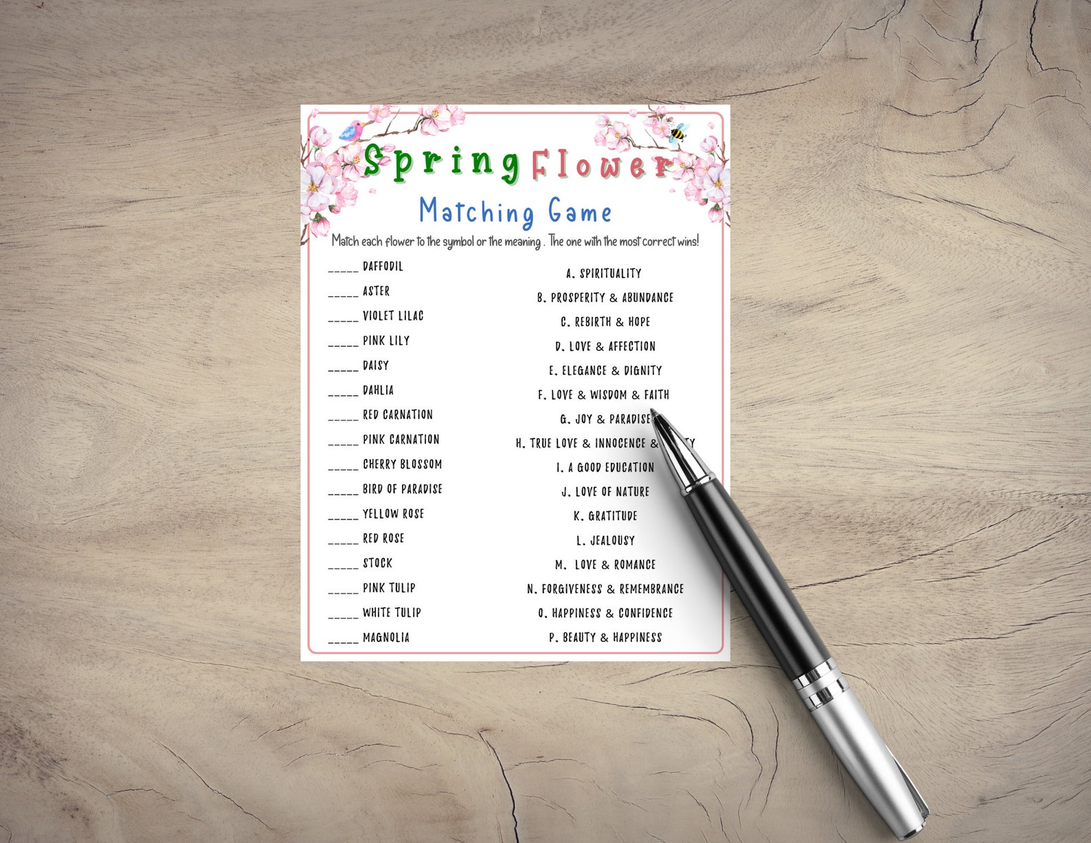 Spring Flower Matching and Name That Baby Printable Game Fun Spring ...