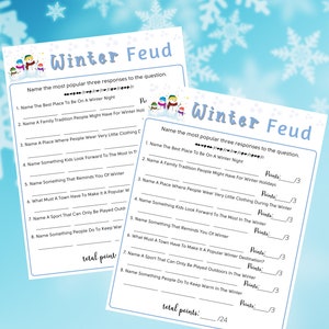 Winter Fun Feud Game Winter Printable Game Fun Winter Activity for Kids ...