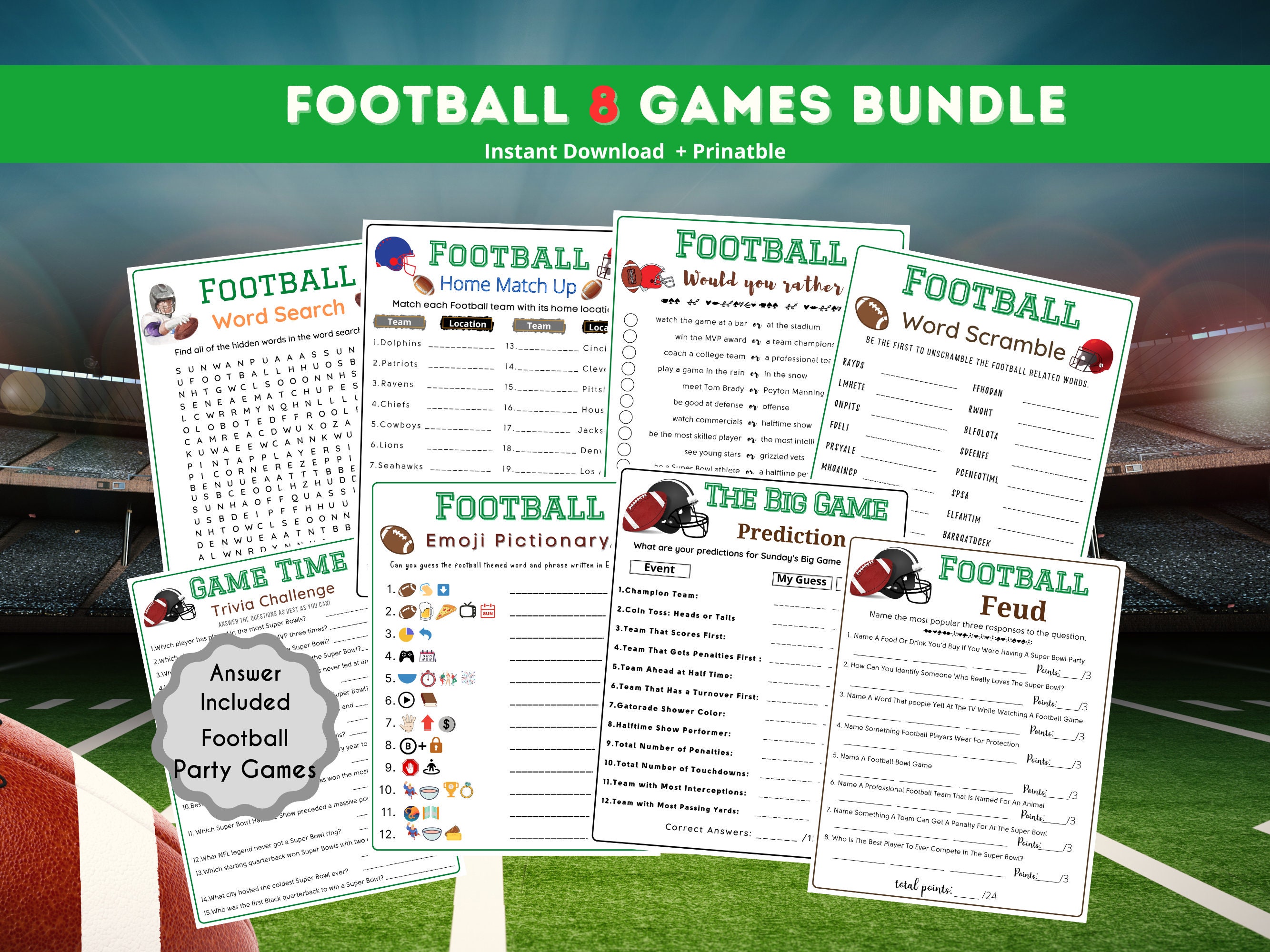 Superbowl Printable Games