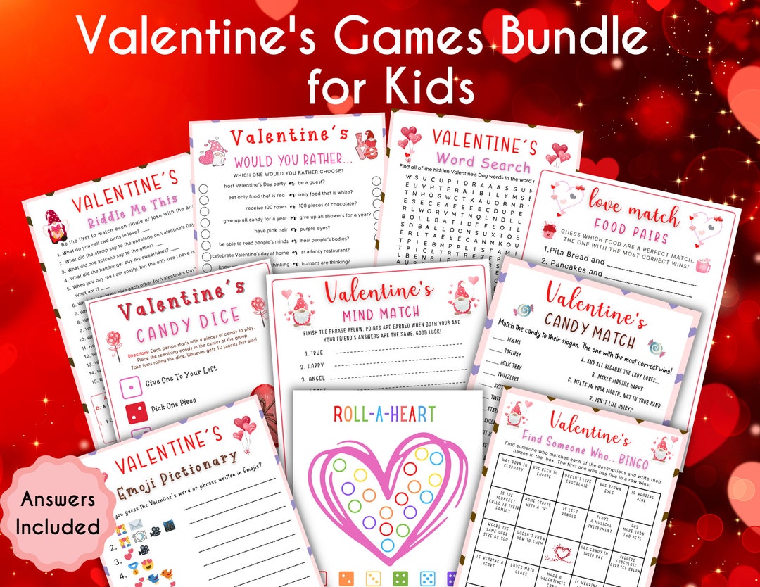 Kids Valentine's Day Game SET | Valentine's Day Game BUNDLE ...