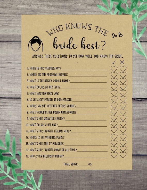 Printable Who Knows The Bride Minimalist Who Knows The Bride Best Game