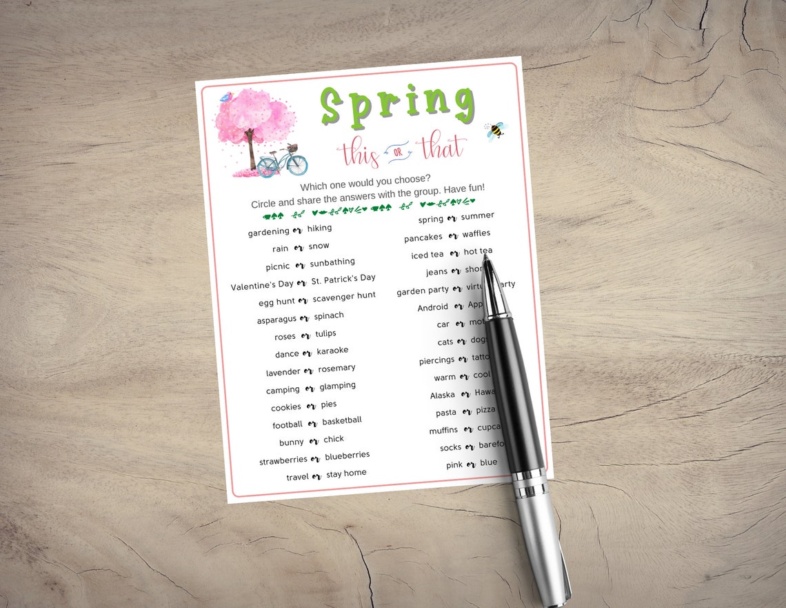 5 Spring Printable Game Bundle Fun Spring Party Games | Etsy