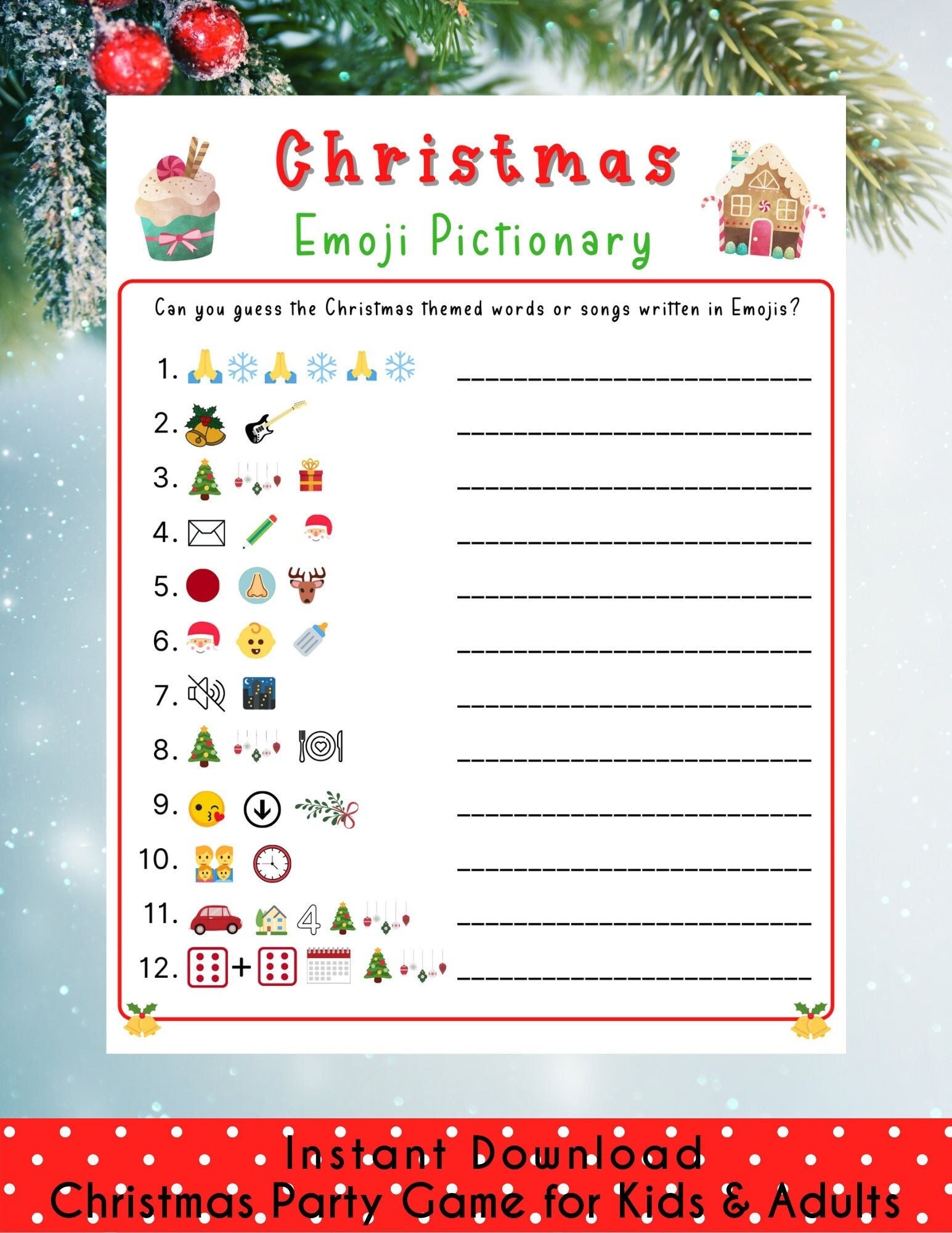 Christmas Emoji Pictionary Game, Holiday Party Game, Christmas ...