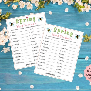 Spring Word Scramble Printable Game Fun Spring Party Games Spring ...