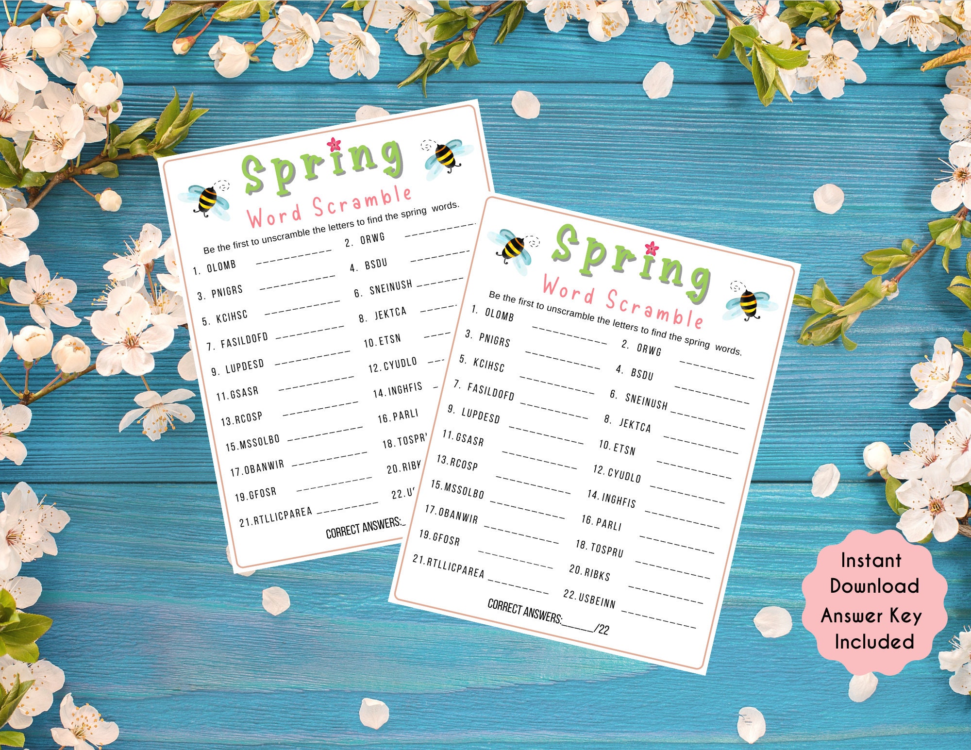 Spring Word Scramble Printable Game Fun Spring Party Games Spring ...