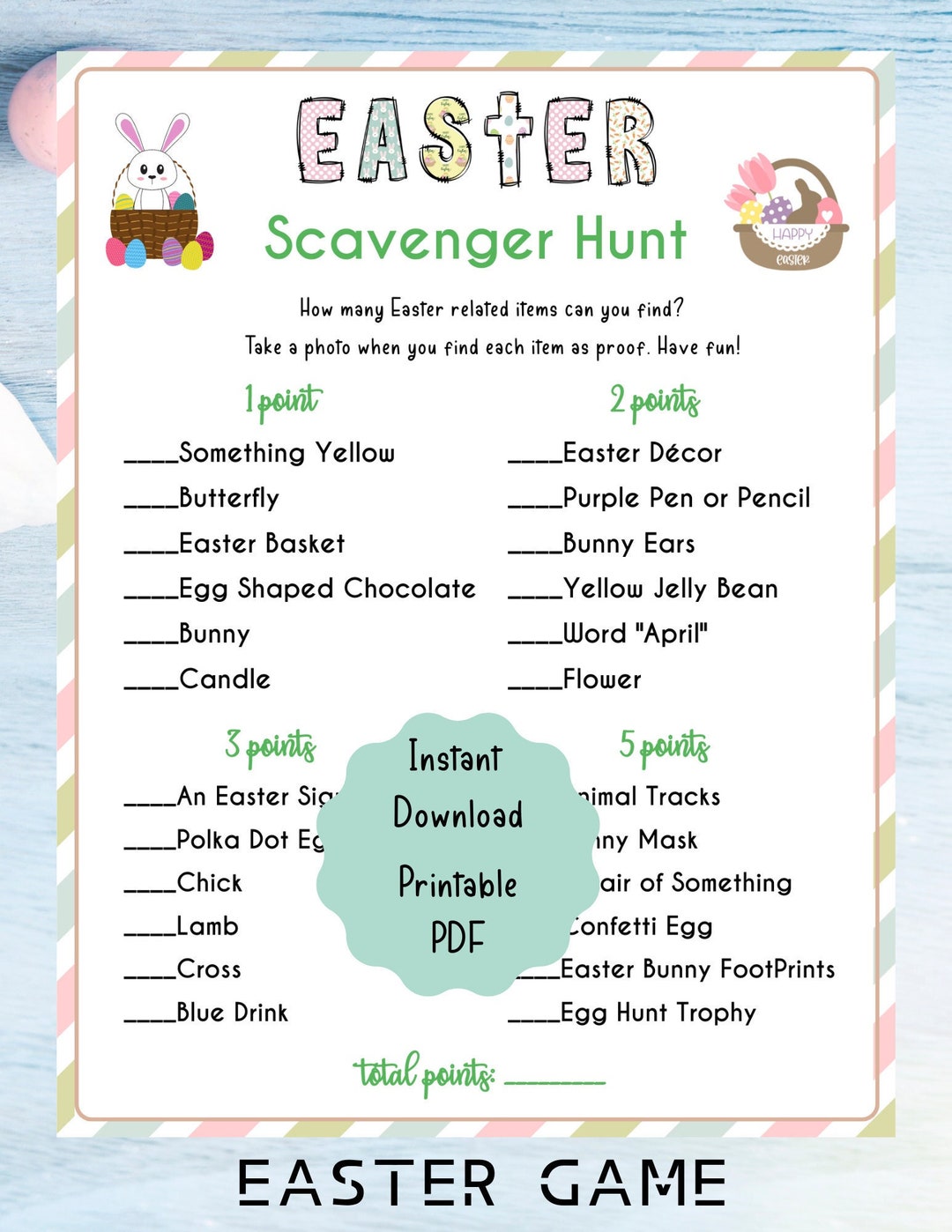 Easter Scavenger Hunt Game Easter Printable Game for Kids, Teens ...