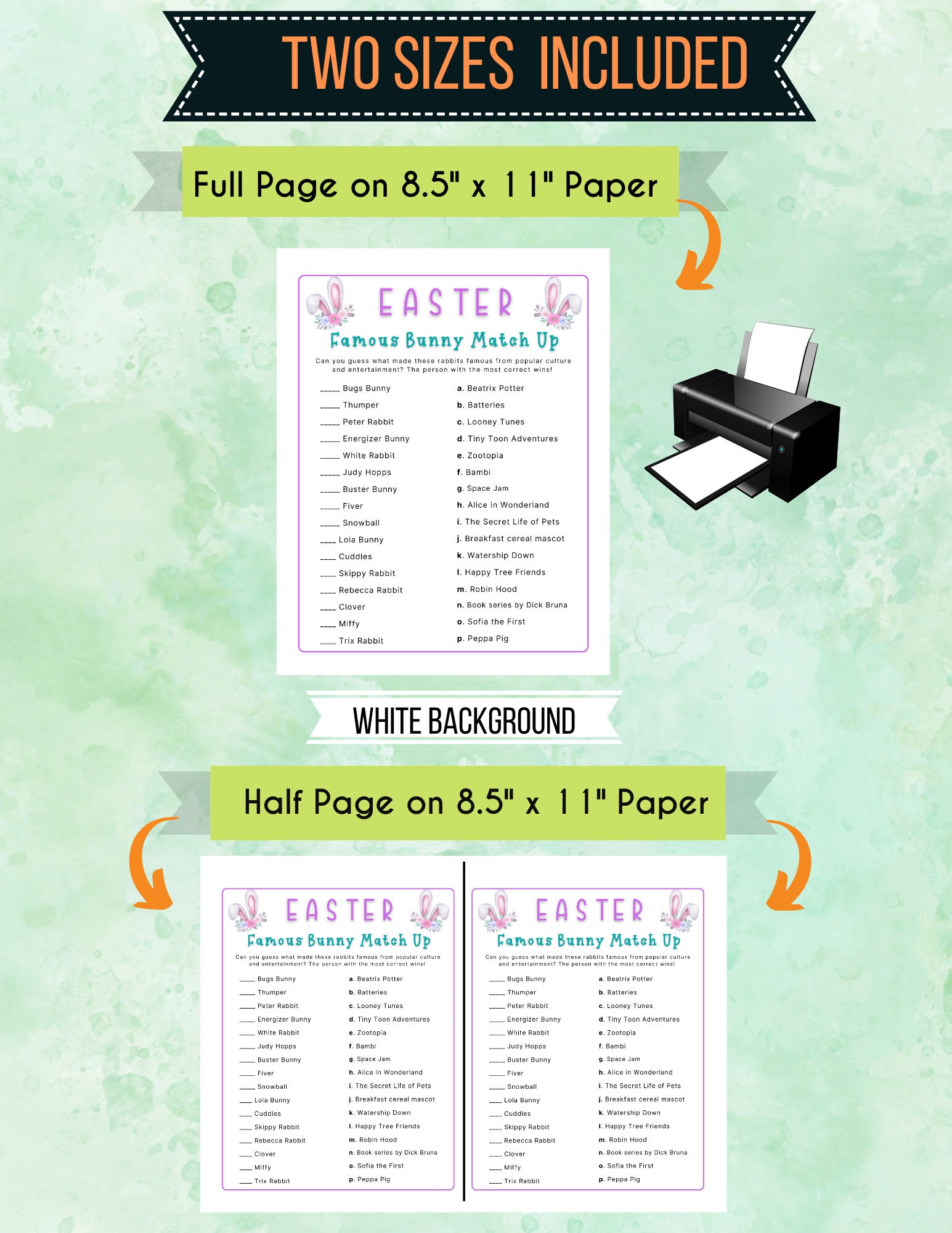 Easter Famous Bunny Match up Game | Printable Easter Game for Kids ...