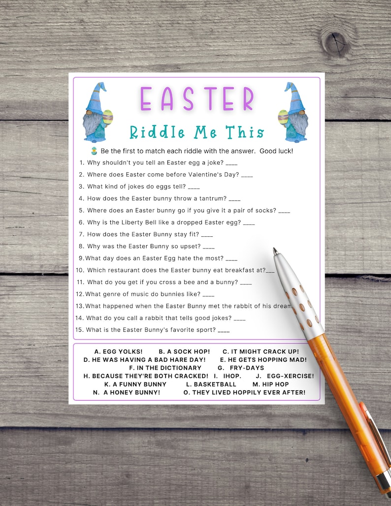 Easter Riddle Me This Game | Easter Printable Game for Kids & Adults ...