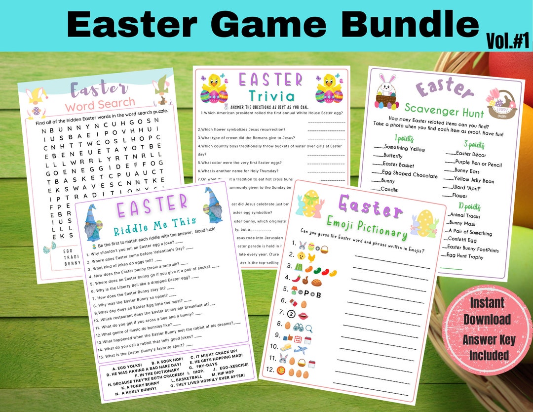 5 Easter Game Bundle Vol.1 Fun Easter Game Set for Kids & - Etsy
