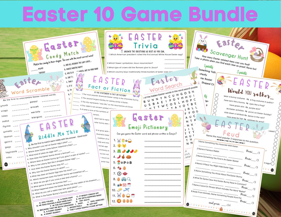 Easter Game Bundle: Fun Printable Games for Kids & Adults (PDF) - Etsy