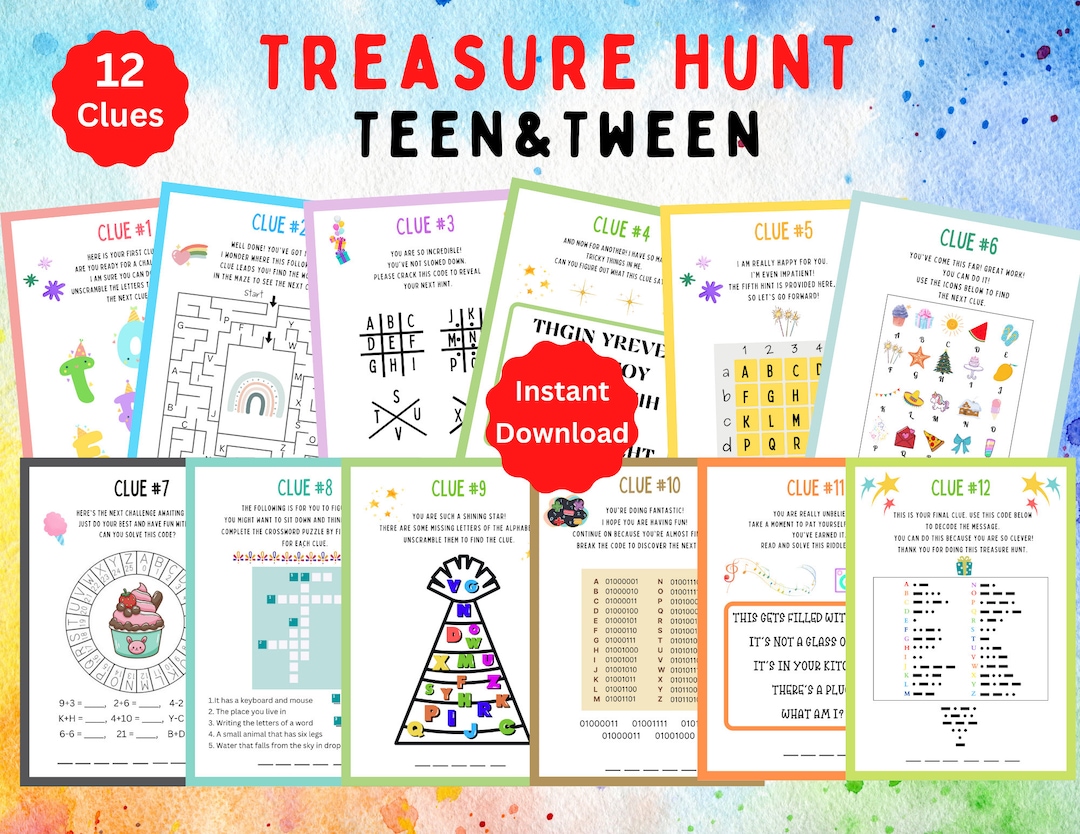 Indoor Teen Treasure Hunt Teen and Tween Scavenger Hunt Scavenger Hunt ...