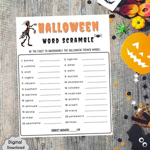 Halloween Word Scramble Game Fun Halloween Printable Games | Etsy