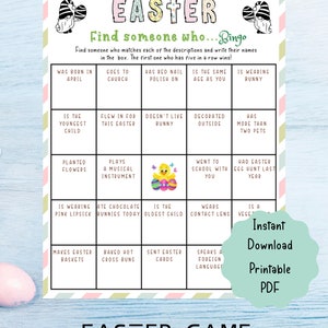 Easter Find Someone Who Bingo Game | Easter Printable Game for Kids ...
