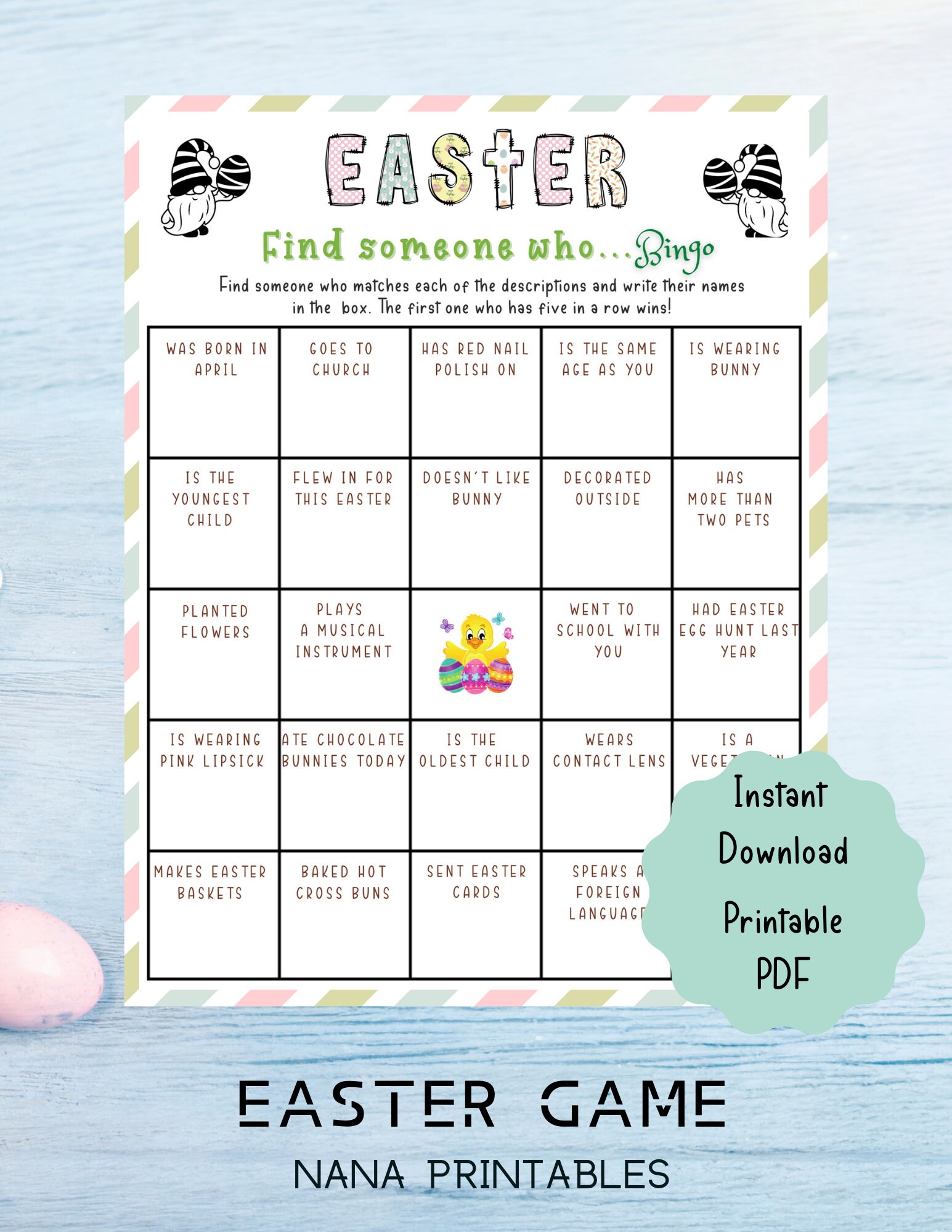 Easter Find Someone Who Bingo Game Easter Printable Game for - Etsy