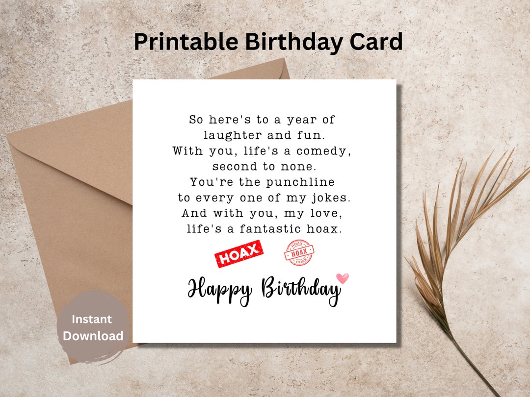 Printable Birthday Card With Poem for Partner Romantic Birthday Card ...