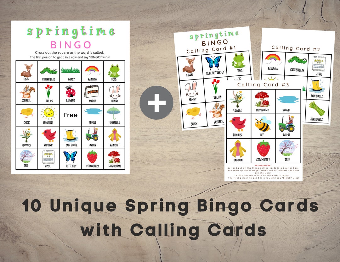 10 Unique Spring Bingo Boards and Calling Cards Fun Spring Game Spring ...