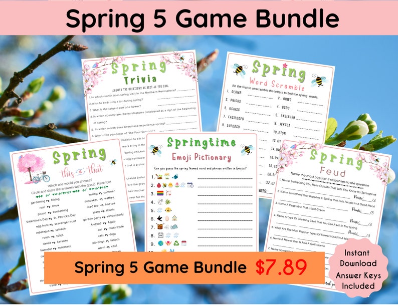 Spring Trivia Printable Game Fun Spring Fact Trivia Party | Etsy