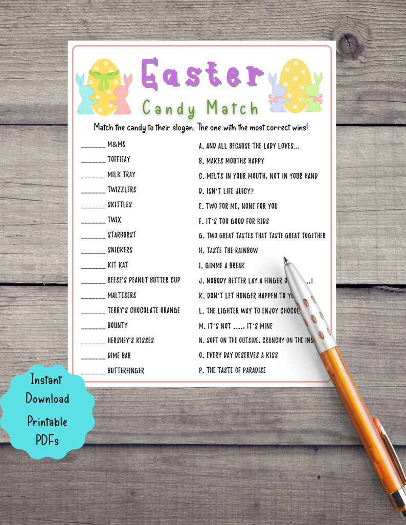 Easter Candy Match Game Easter Printable Game for Kids & | Etsy Canada